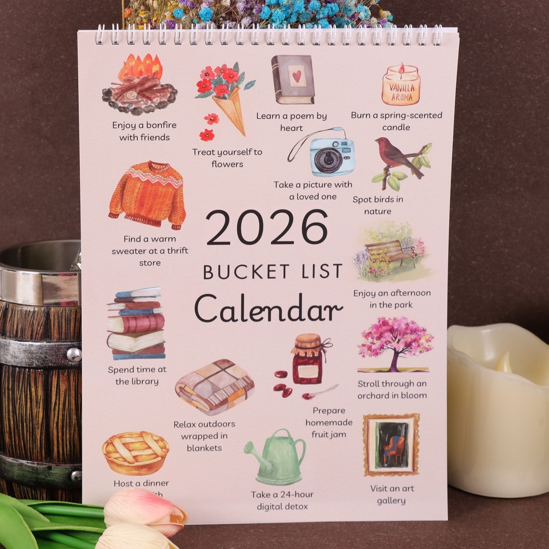 Printable Bucket List Calendar Watercolor Calendar... – Grandado