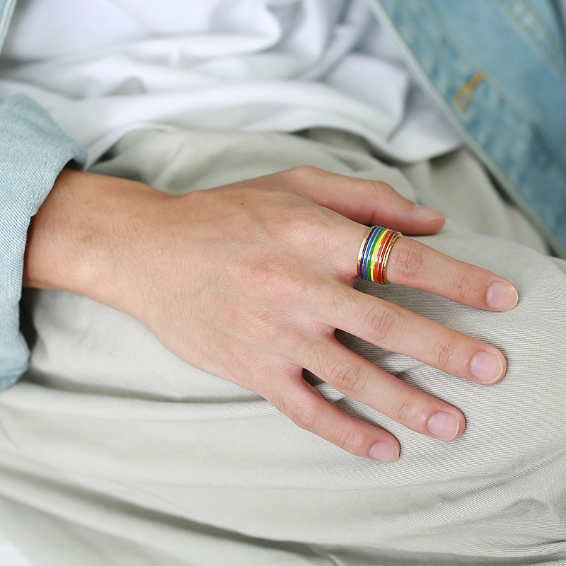 12MM Rainbow LGBT Rings Jewelry Rotatable Bagues T... – Grandado