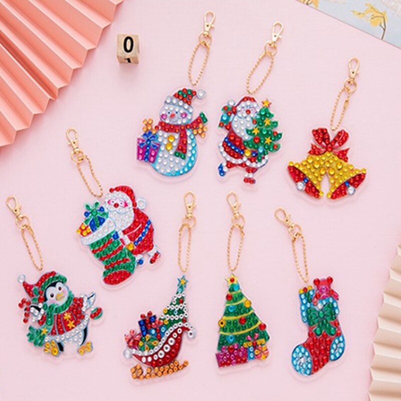8Pcs DIY Christmas Diamond Painting Keychain Penda... – Vicedeal