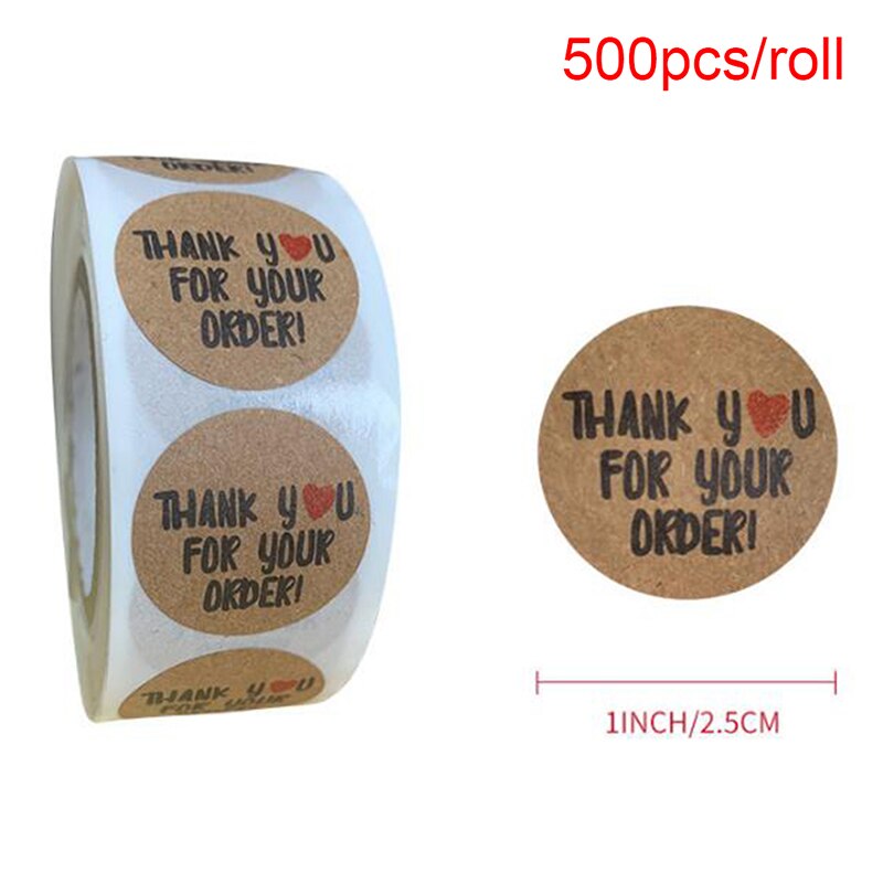 500 Pcs/1 roll Round Kraft Paper Label Sticker Tha... – Vicedeal