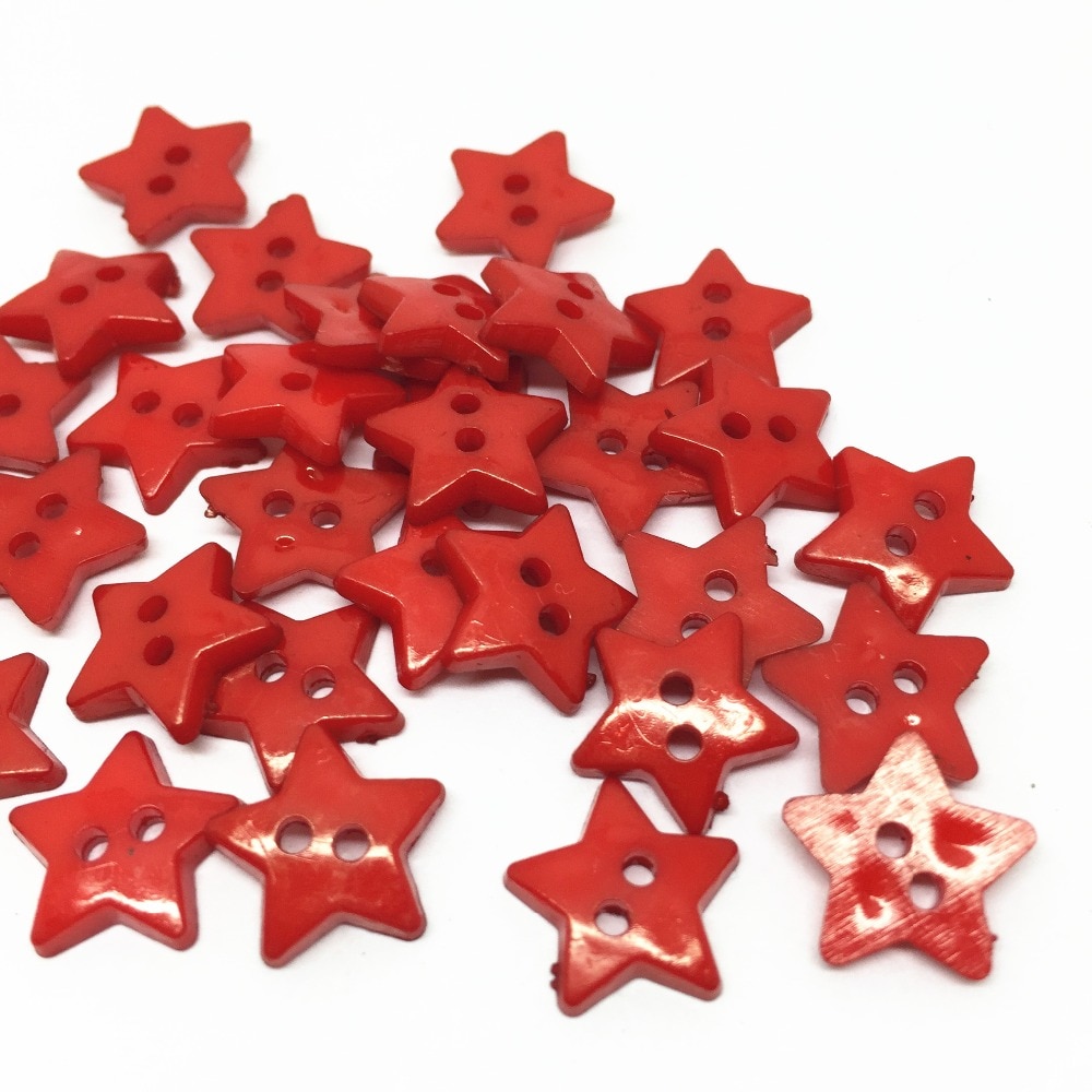 100pcs Plastic Red Star Buttons 2 Holes Sewing Acc... – Grandado