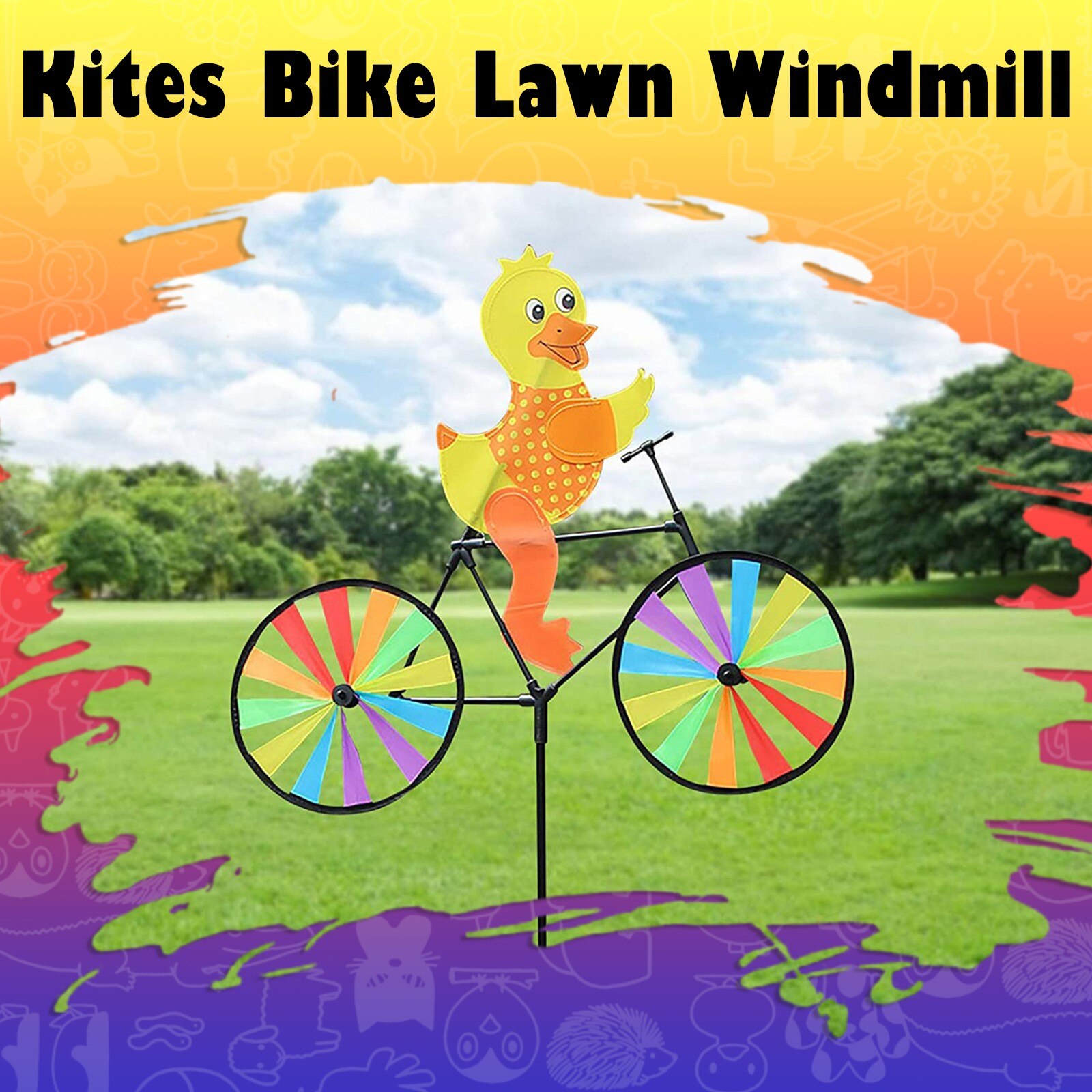 Little Yellow Duck Kites Bike Lawn Wind Garden Dec... – Grandado