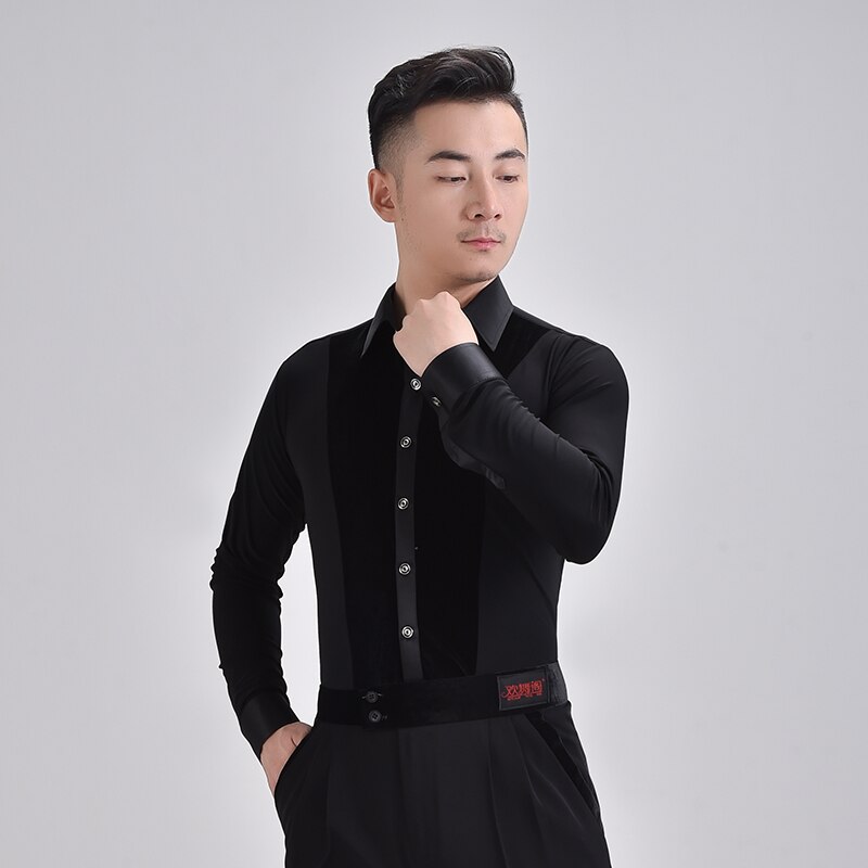 Men'S Latin Dance Tops Black Short/Long-Sleeved Ba... – Grandado