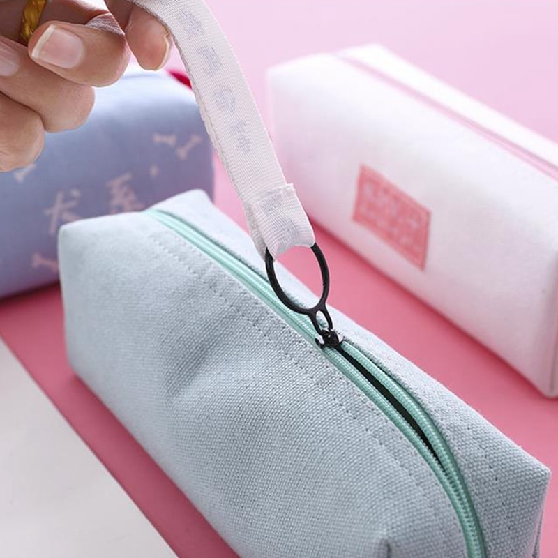 Beknopte Effen Kleur School Etui Canvas Etui Voor ... – Grandado