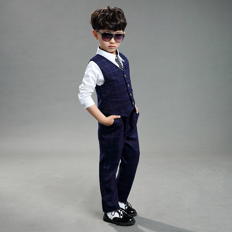 Children blue formal suits boy blazers set teenage... – Grandado