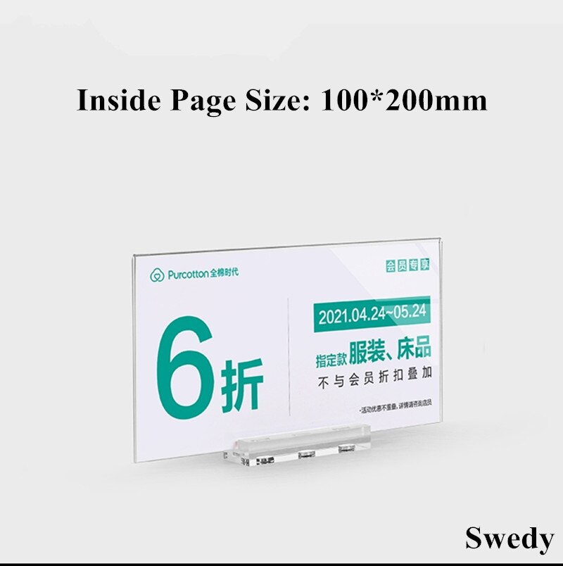 100x200mm Magnetic Acrylic Paper Sign Holder Displ... – Vicedeal