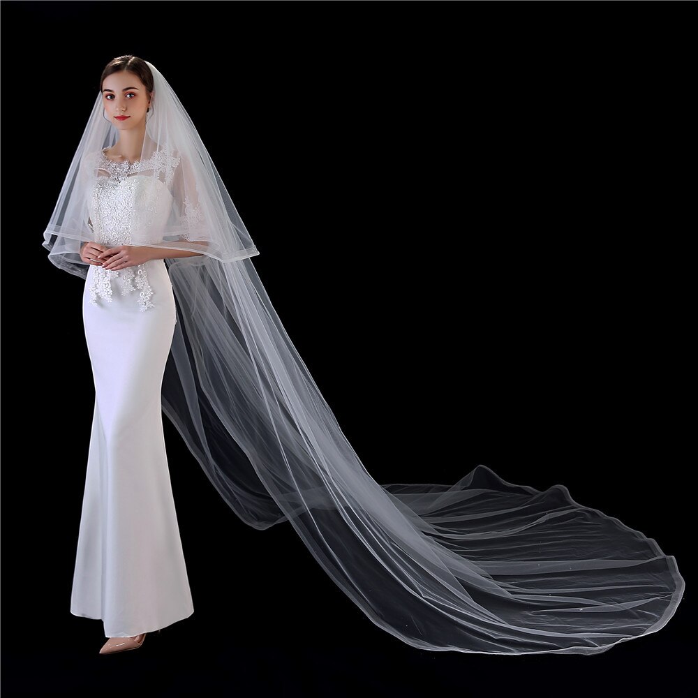 White/Ivory Wedding Veils Long with Comb Simple Tw... – Vicedeal
