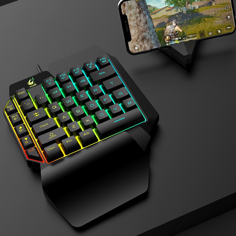 Mini One-Handed Gaming Keyboard RGB 8-color LED Ba... – Grandado
