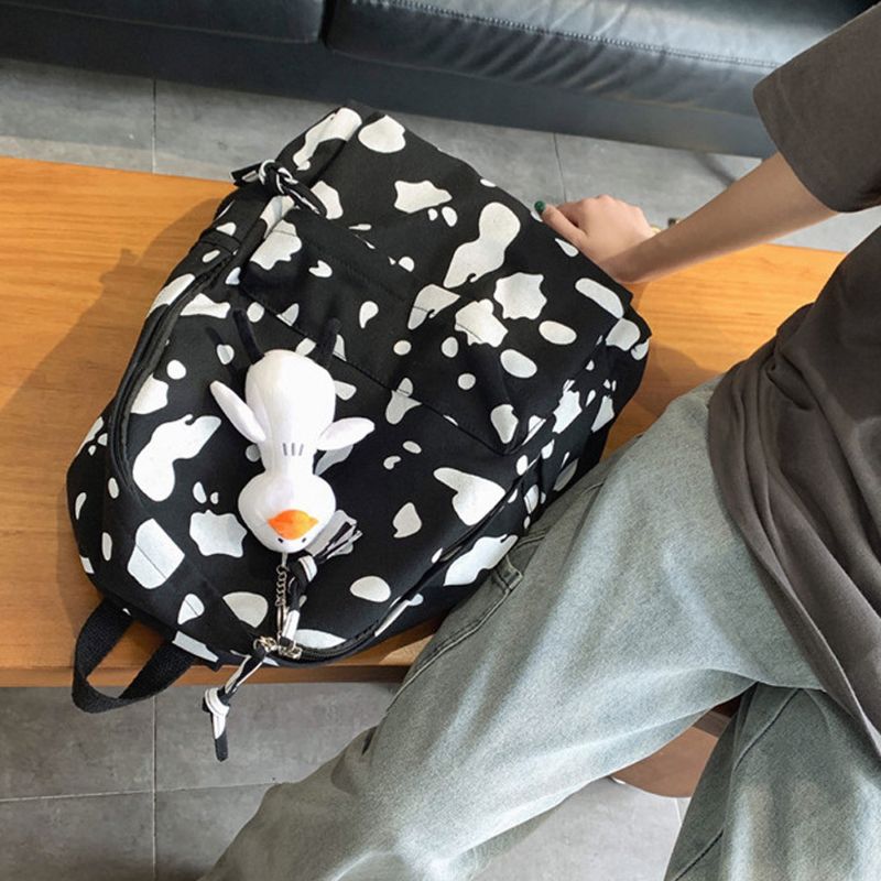 Cute Milk Cow Printing Canvas Backpack School Bag ... – Vicedeal
