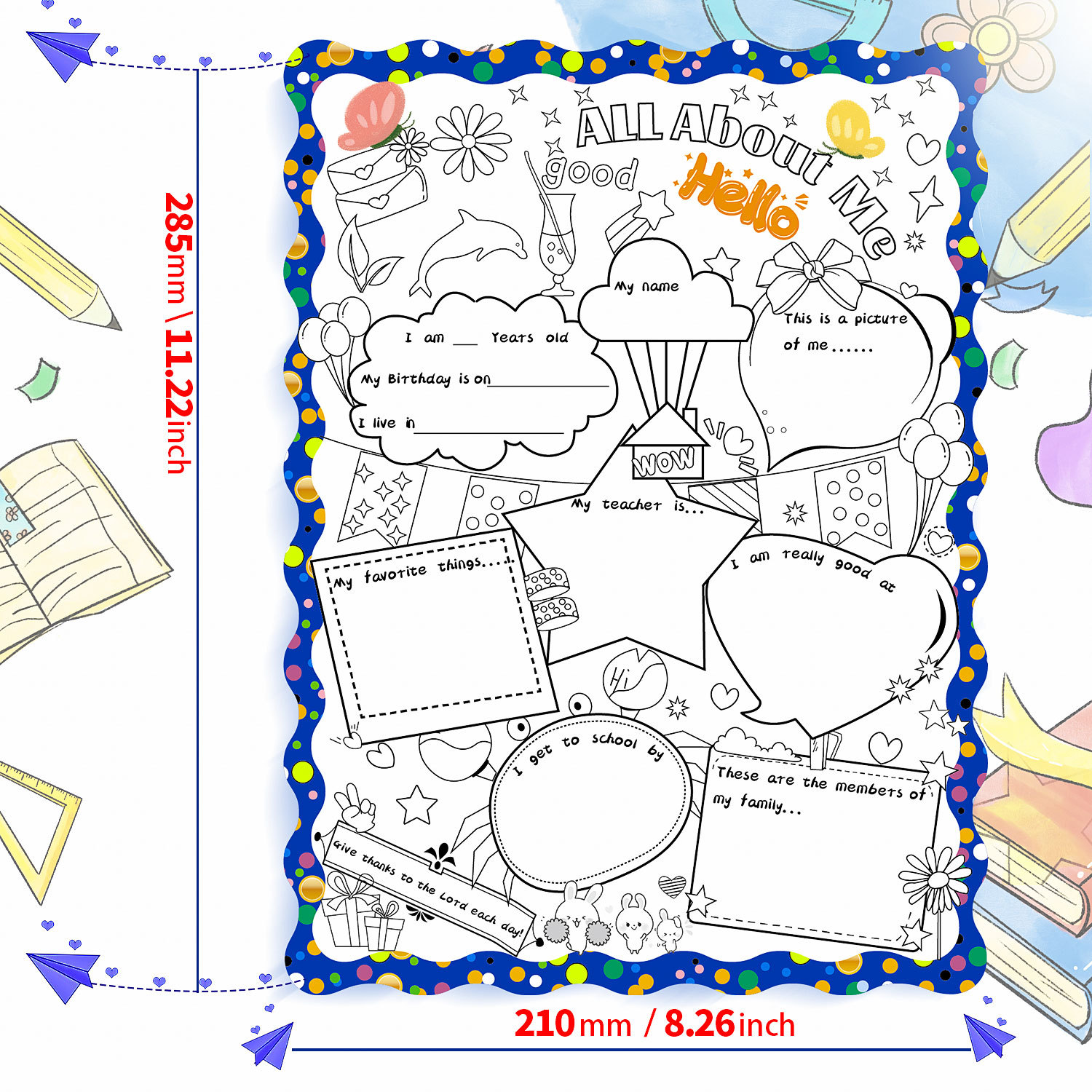 8/10pcs All About Me DIY Coloring Personal Poster ... – Vicedeal