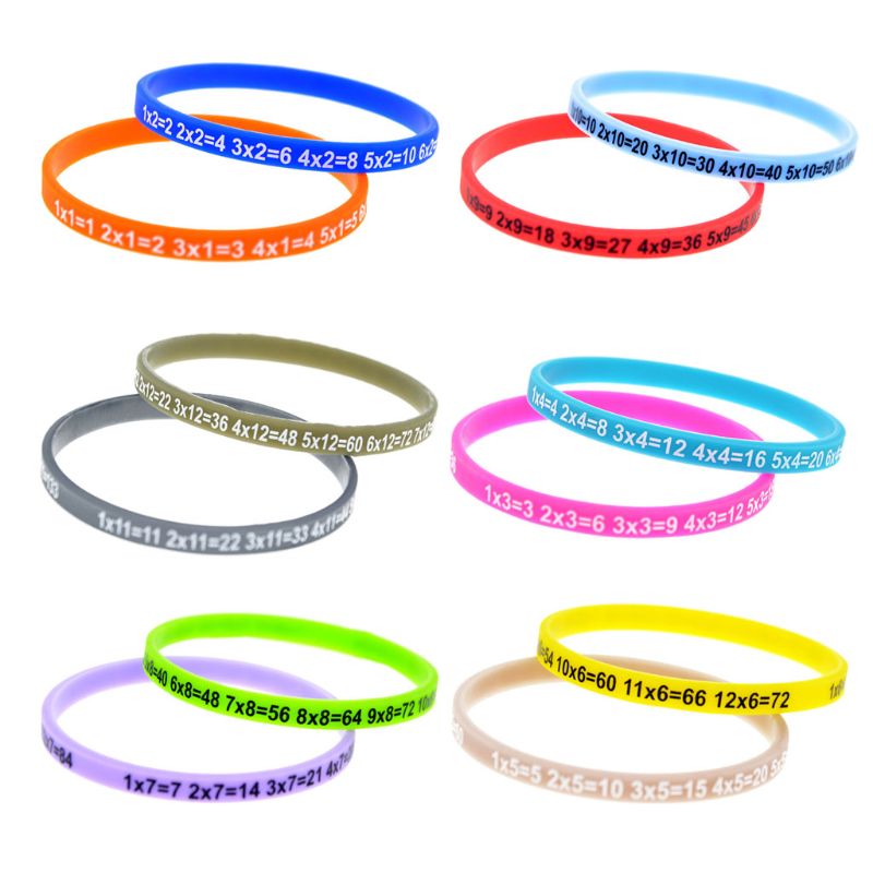 12 Colors Silicone Bracelets Multiplication Table ... – Grandado
