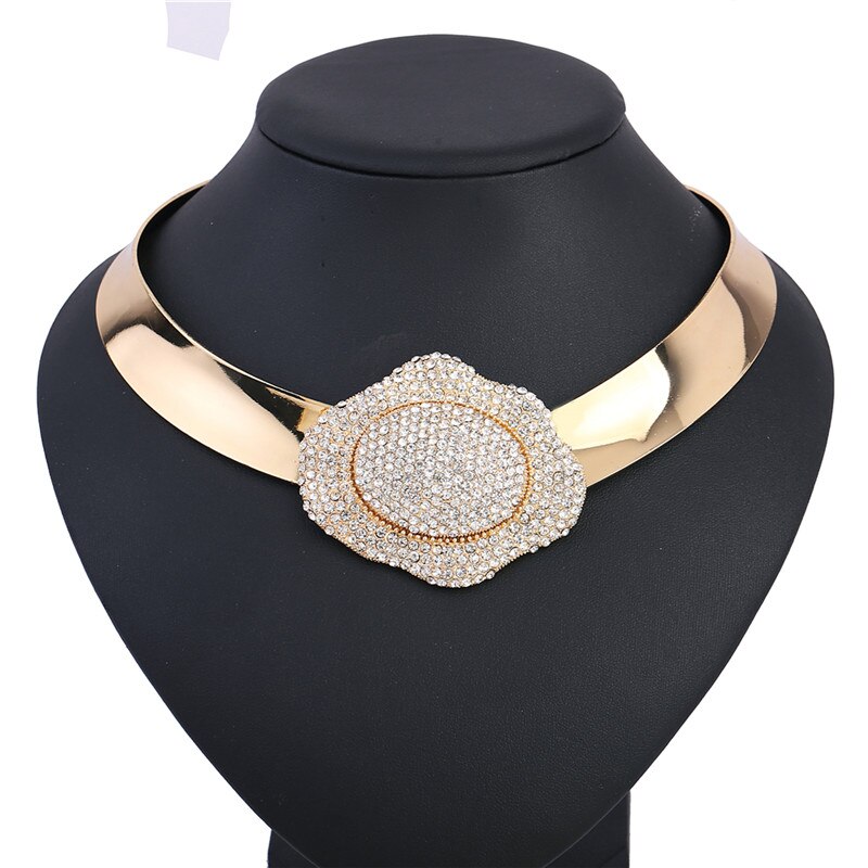 Luxe Rhinestone Inlay Bloem Chokers Ketting Vrouwe... – Grandado