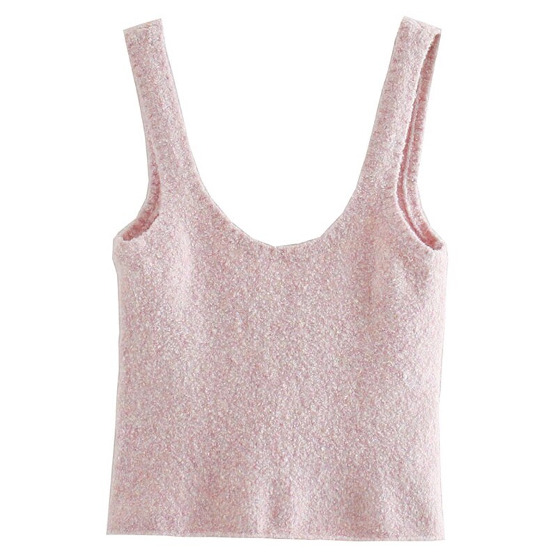 Elina Casual Slim Tank Sweaters Women Solid Pink S... – Grandado