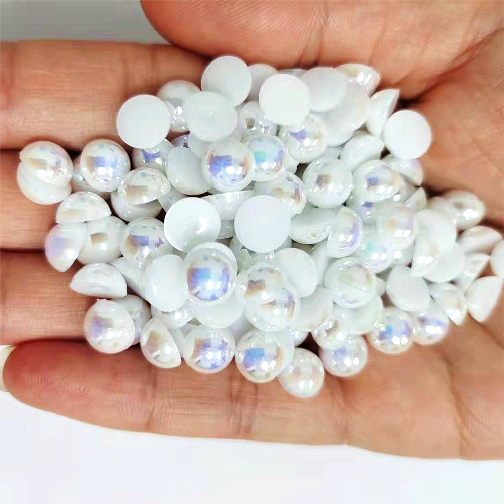 Pure white AB Half Round Pearl Rhinestone Crystal ... – Grandado