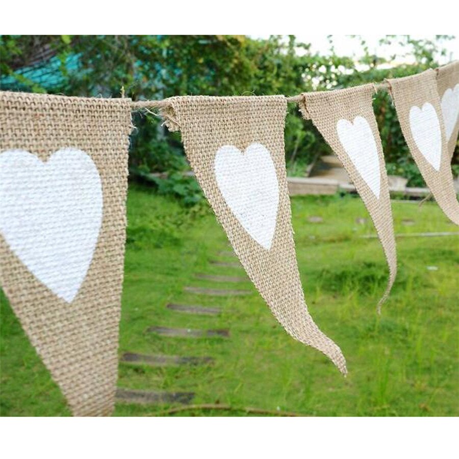2.8M 13 Vlaggen Bunting Banners Wit Hart Vorm Jute... – Grandado