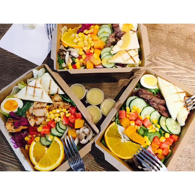 50pcs Kraft meal box without lid Waterproof Grease... – Grandado