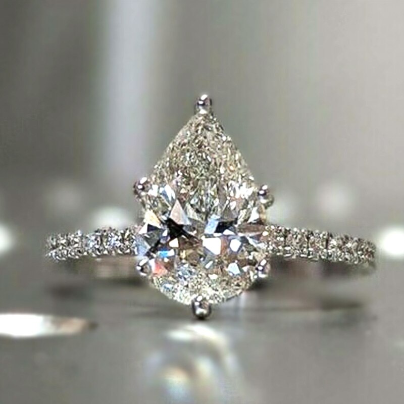 Huitan Pear Shaped Cubic Zirconia Gorgeous Engagem... – Vicedeal