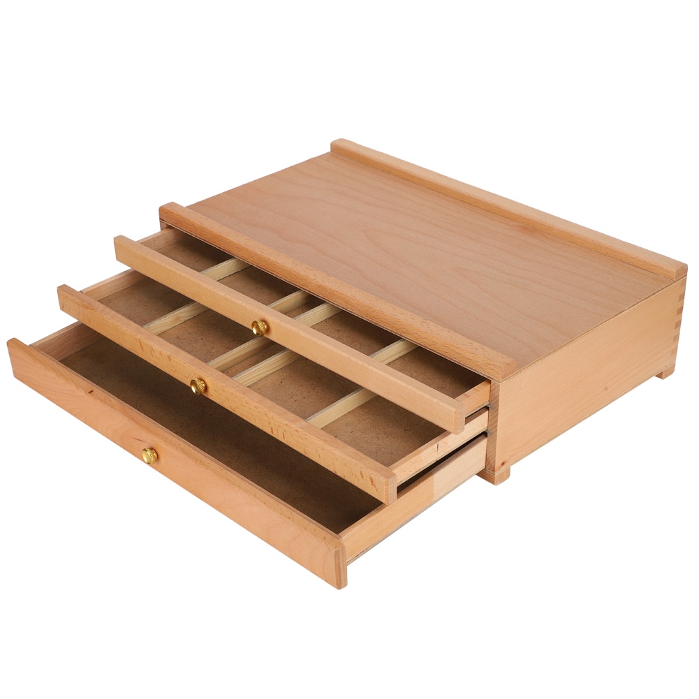 Wooden Painting Box Beech 3-Layer Portable Large C... – Grandado
