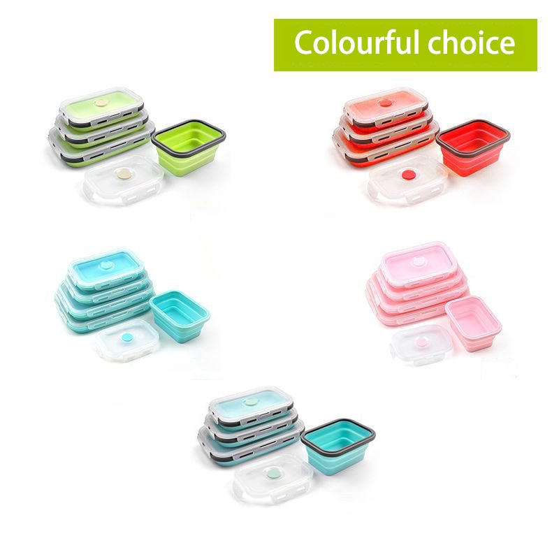 Silicone Lunch Box Portable Bowl Colorful Folding ... – Grandado