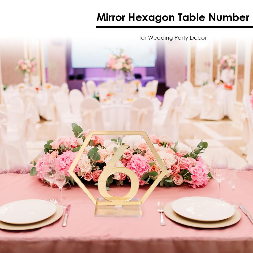 Mirror Golden Digital Wedding Seat Plate Table Num... – Grandado