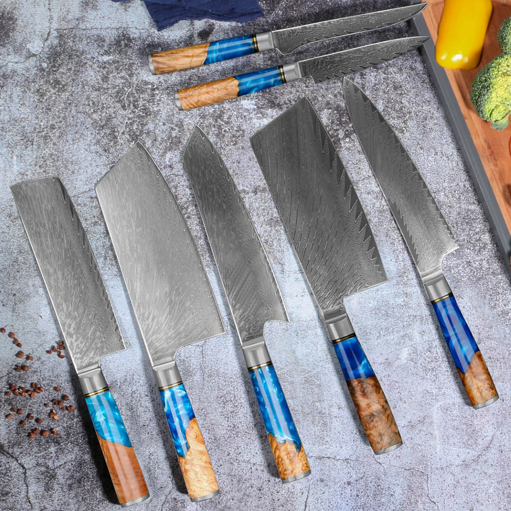 MOKYING Forged Kitchen Knife Set Damascus Steel Ch... – Vicedeal