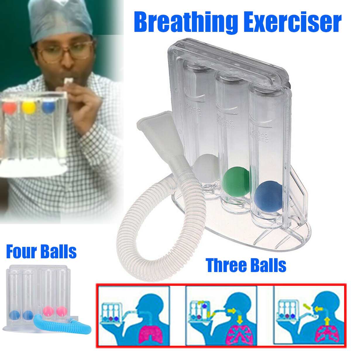 3/4 Ball Breathing Trainer Incentive Spirometer Lu... – Grandado