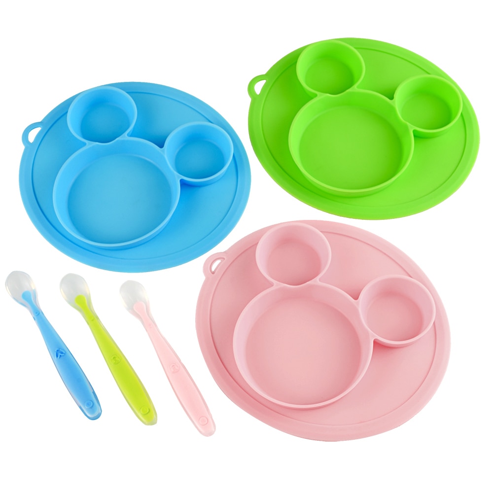Kids Feeding Plate Spoon Tableware Set Cartoon Foo... – Grandado