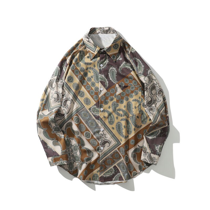 GONTHWID Cashew Flowers Print Long Sleeve Dress Sh... – Grandado