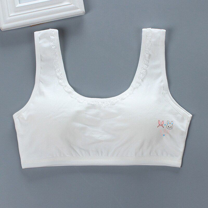 Girls bra developmental vest-style lace cotton wit... – Grandado