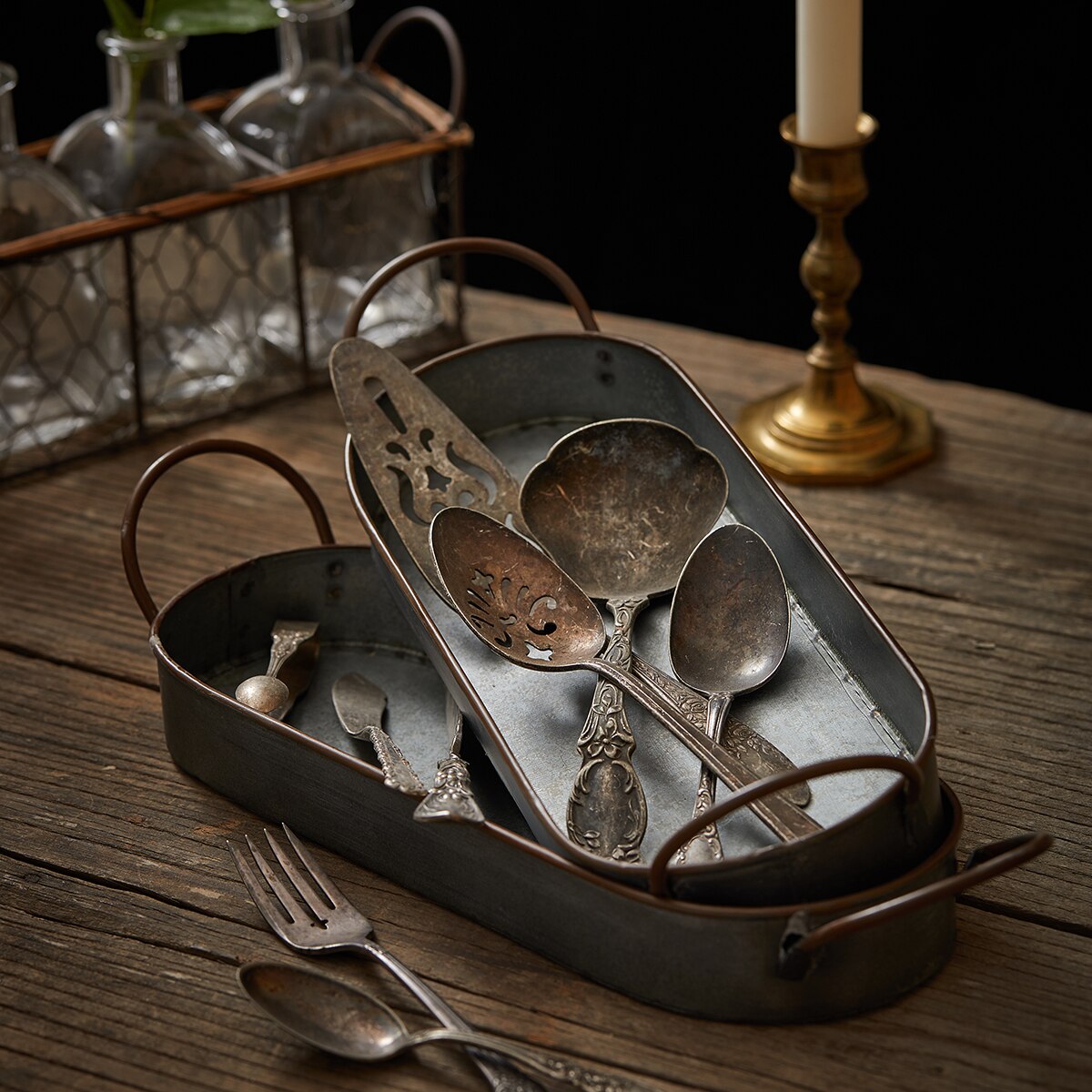 Vintage Style Metal Serving Tray Basket French Cou... – Grandado