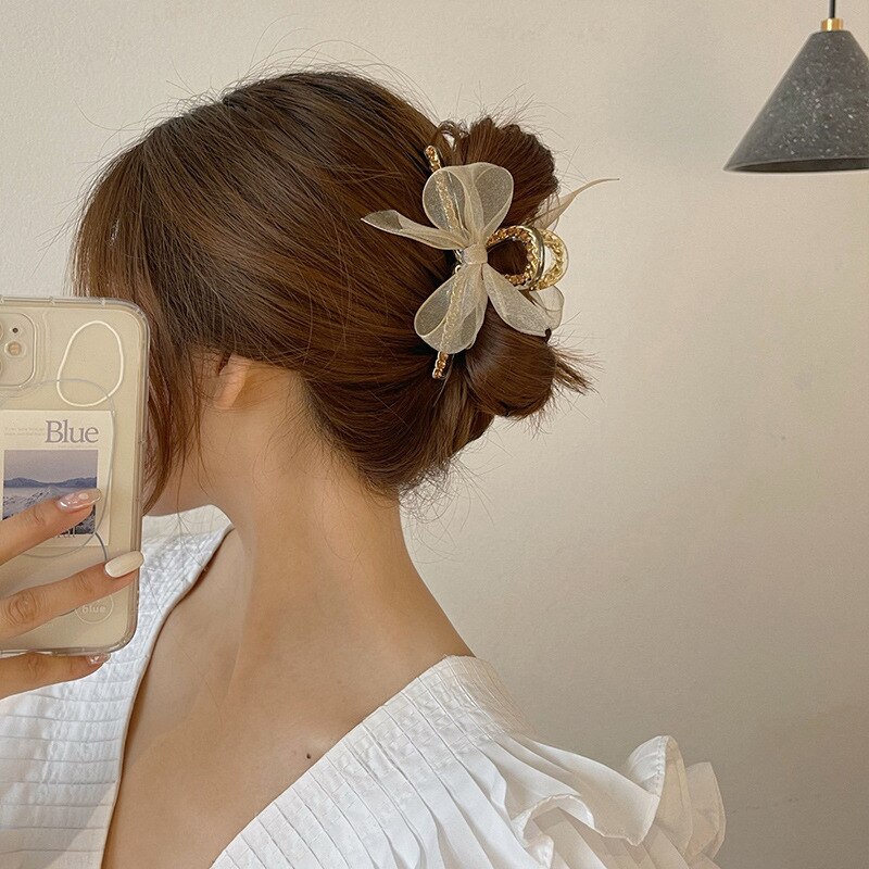 Ins Elegante Boog Mesh Haar Klauwen Krab Acryl Haa... – Grandado