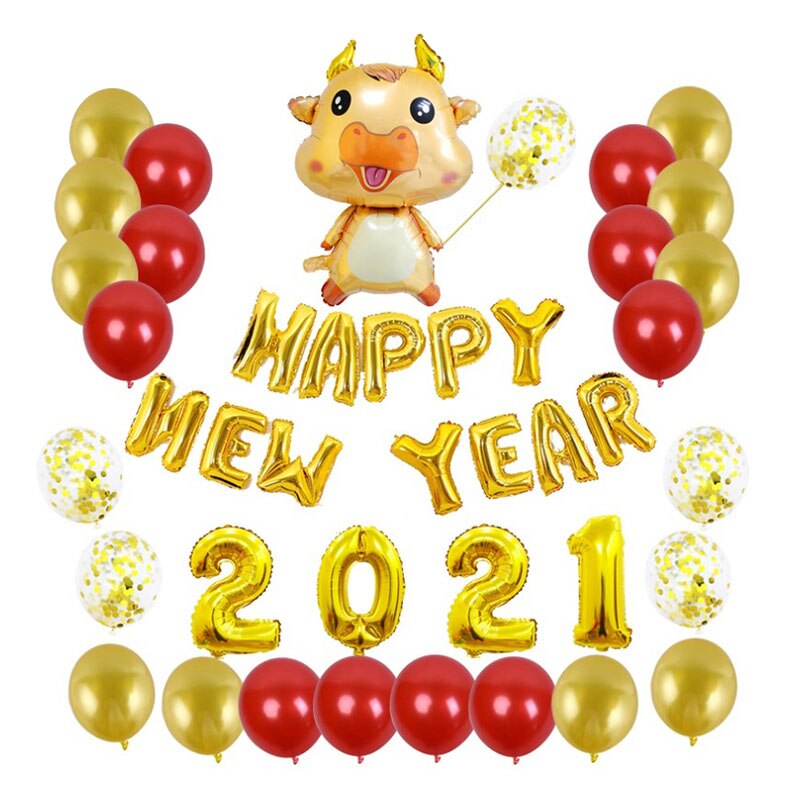 Chinese Year Decorations Gold Red Number Balloon C... – Vicedeal