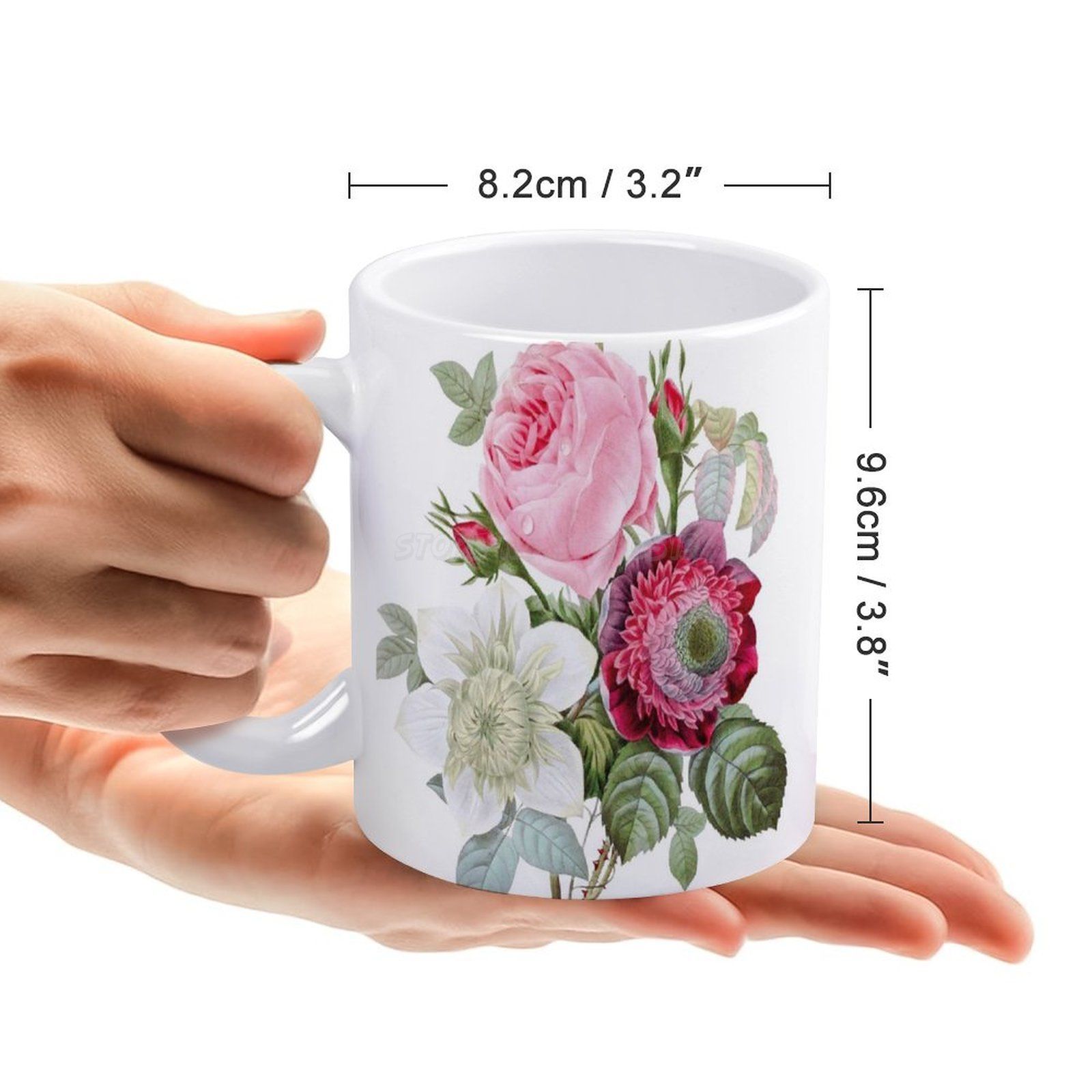 Rose Bloemen Botanische Witte Mok Witte Keramische... – Vicedeal