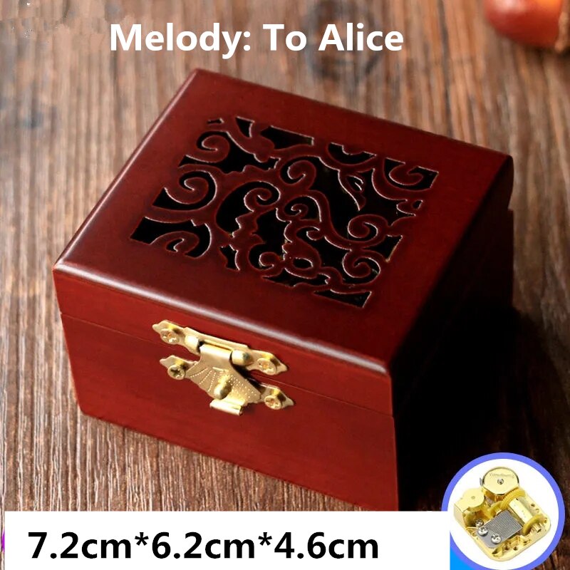 Vintage wooden music box eight tone box Sky City b... – Vicedeal