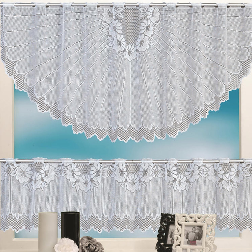 2PCS European White Lace Translucent Coffee Cafe W... – Grandado