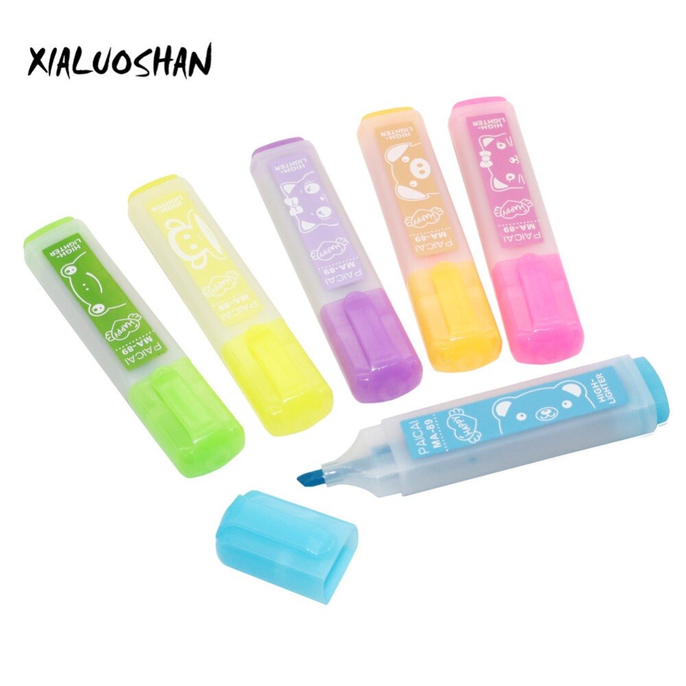 6 Pcs/lot Candy Colors Fluorescent Pen Highlighter... – Grandado