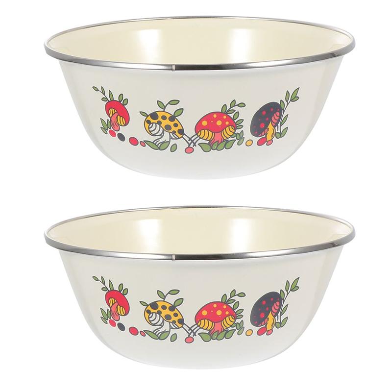 2Pcs Iron Enamel Basins Vintage Enamel Tureen Retr... – Vicedeal