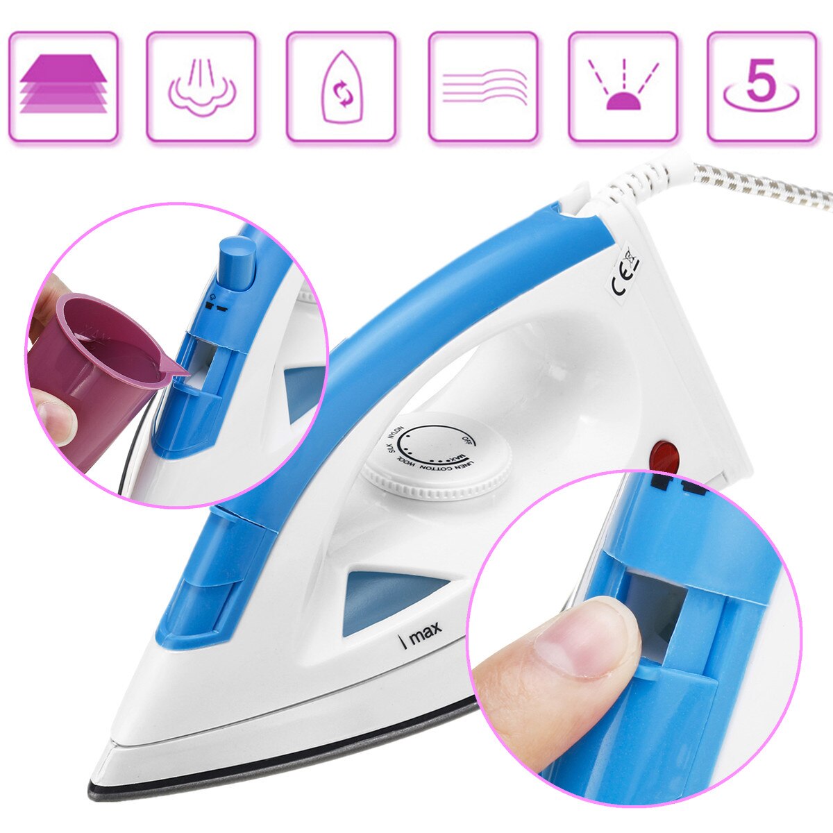 1200W Electric Steam Iron 5 Speed Adjustable Cloth... – Grandado