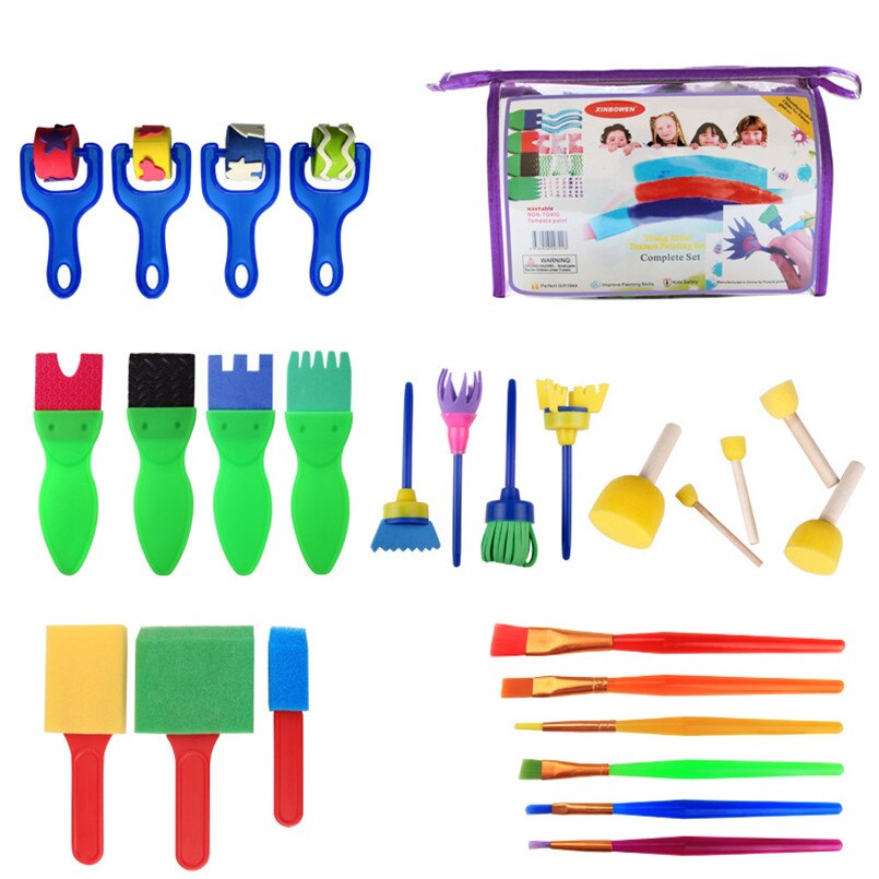 26Pcs/set Children Painting Foam Sponge Brush Kit ... – Grandado