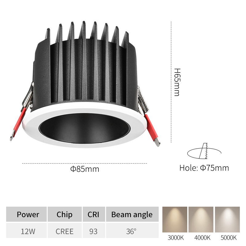 SCON LED Recessed Downlight 7W 12W IP65 Waterproof... – Grandado