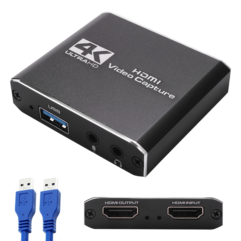 Audio Video Capture Card with Microphone 4K HDMI L... – Grandado