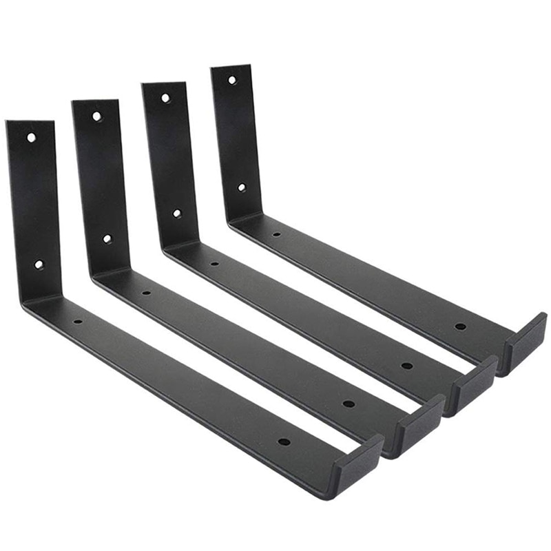 Plank Beugels 12 Inch 4Pcs Heavy Duty Black Muurbeugel Met Lip Voor ...