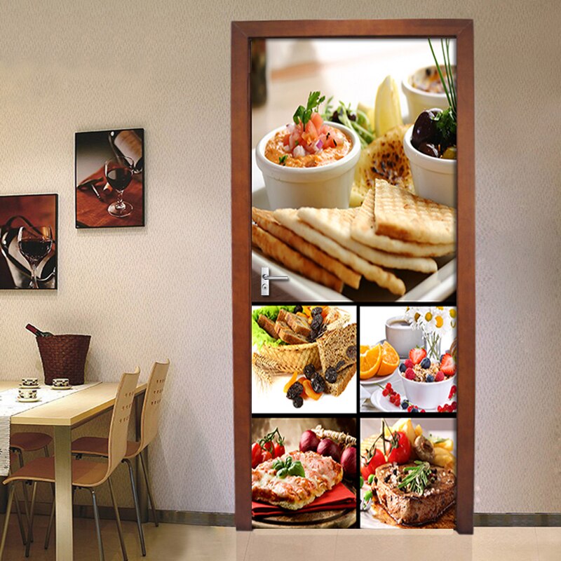 DIY Door Sticker Western Food Photo Mural Wallpape... – Grandado