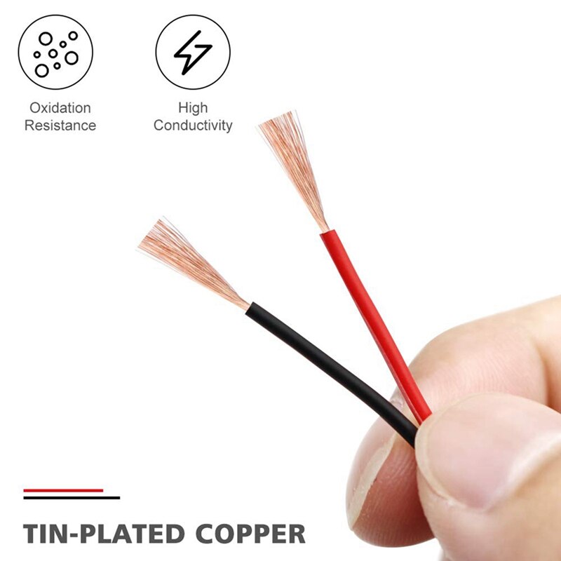2Pin Wire 100M 22AWG 12V/24V Extension Cord Red An... – Vicedeal