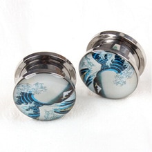 2pcs Titanium Steel Ear Plugs And Tunnels Sea Wave... – Vicedeal