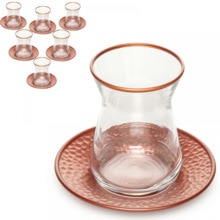 12 Piece Tea Glasses Set Copper Plate Rose Gold De... – Vicedeal