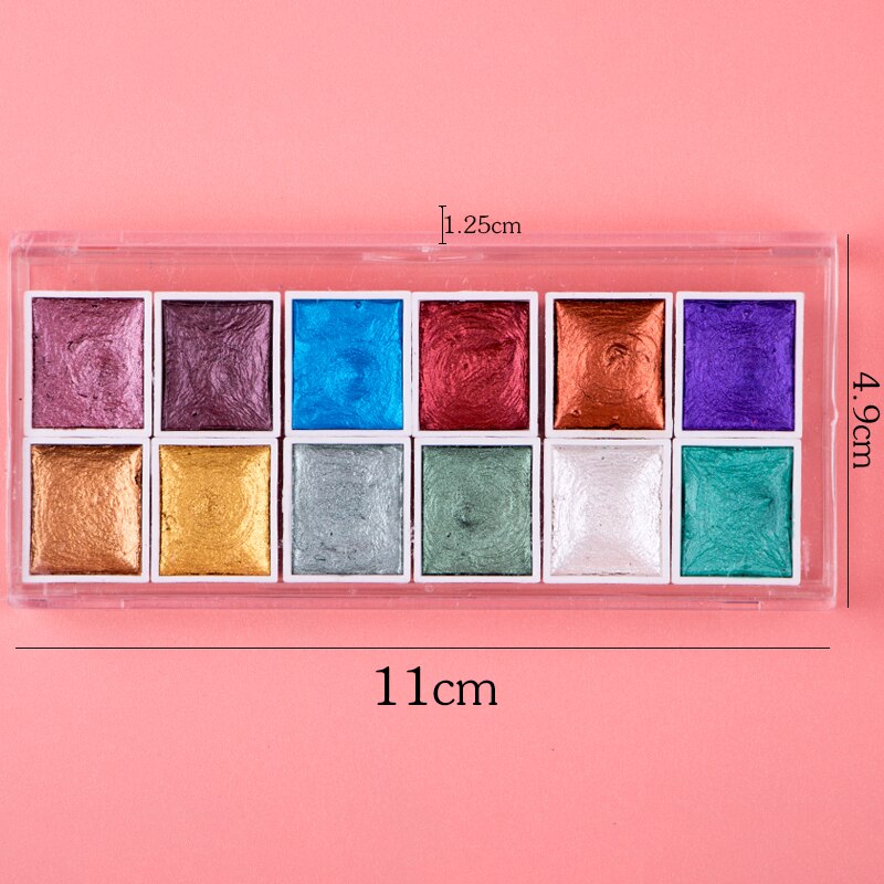 12 36 Glitter Watercolor Paints Metallic Solid Col... – Grandado