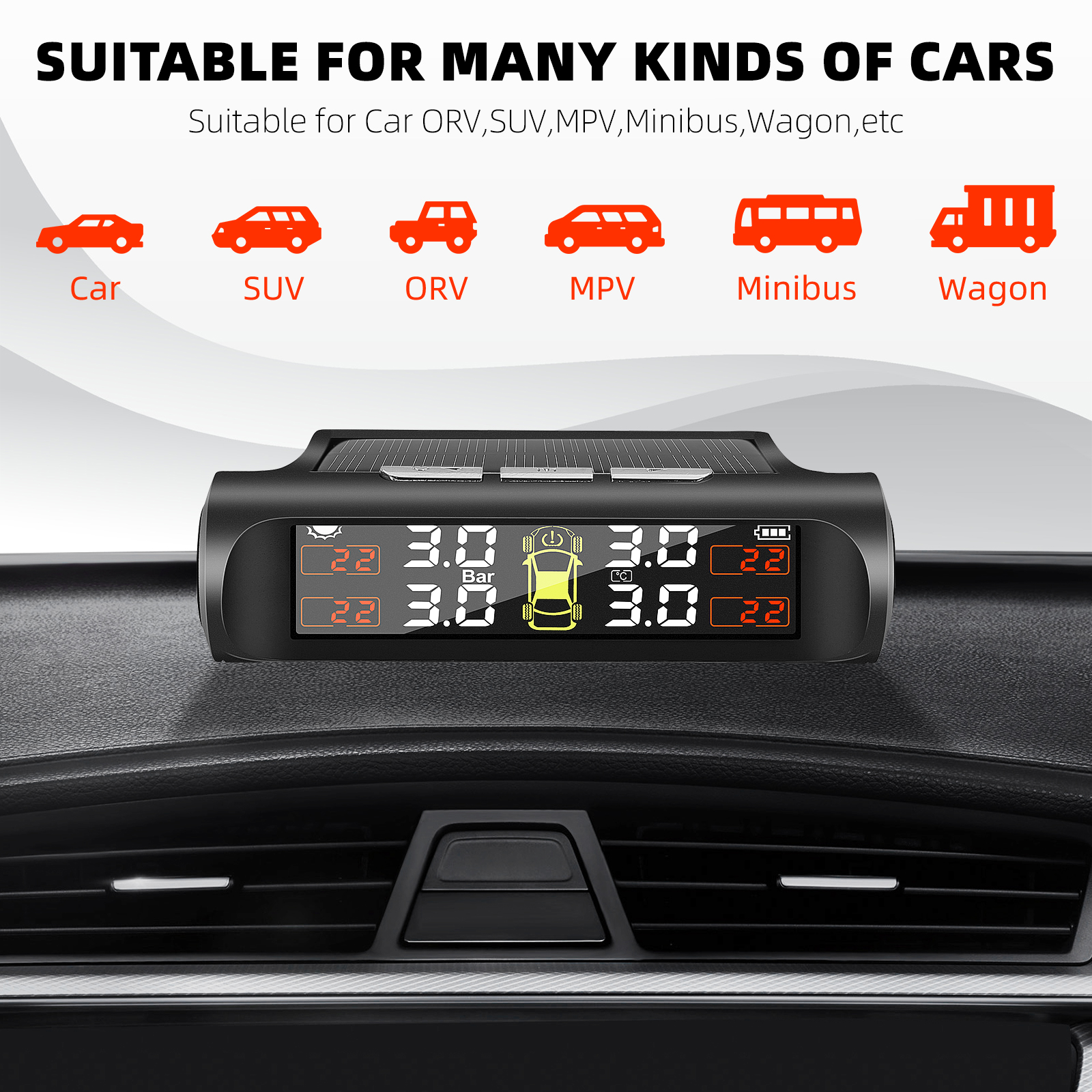 Solar Wireless Tire Pressure Monitoring System Tpm Grandado