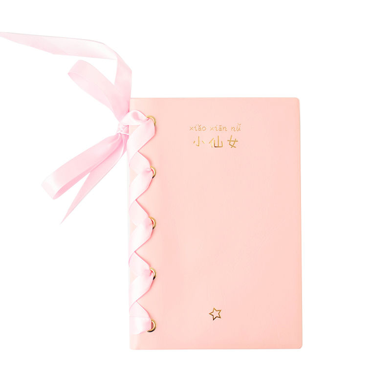 Pink small fresh notebook cute girl heart ribbon d... – Grandado