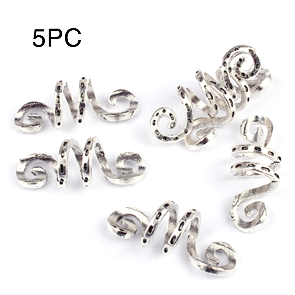 5pcs metal Silver Spiral hair braid dread beard dr... – Vicedeal